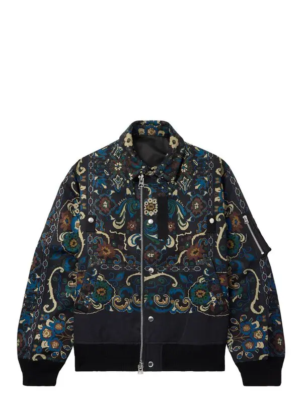 Sacai Floral-print Cotton-blend Bomber Jacket - Blue