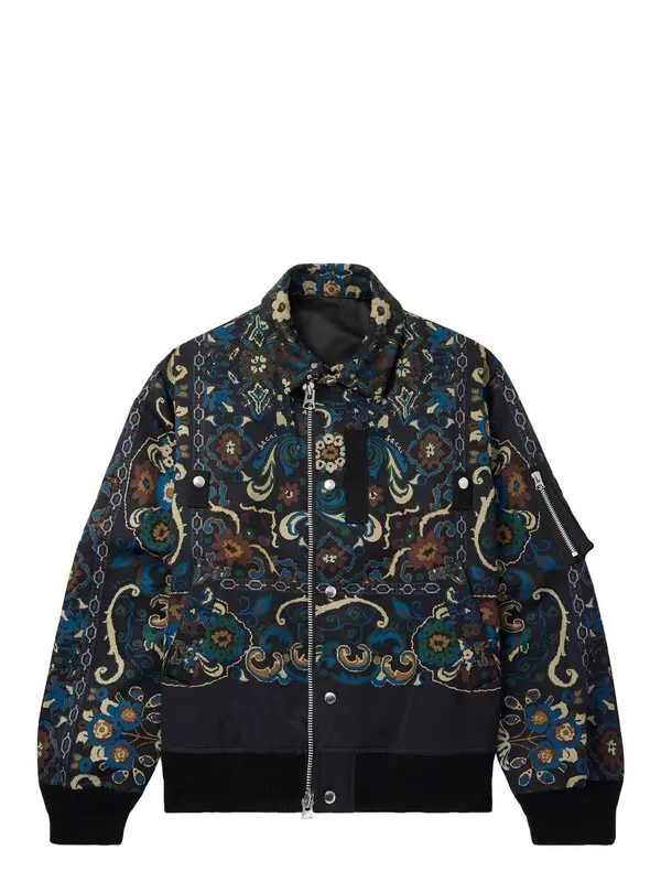 Sacai Floral-print Cotton-blend Bomber Jacket - Blue