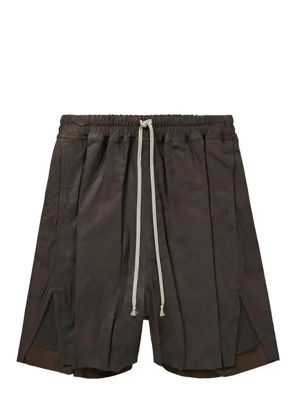 Rick Owens Straight-leg Leather Drawstring Shorts - Brown