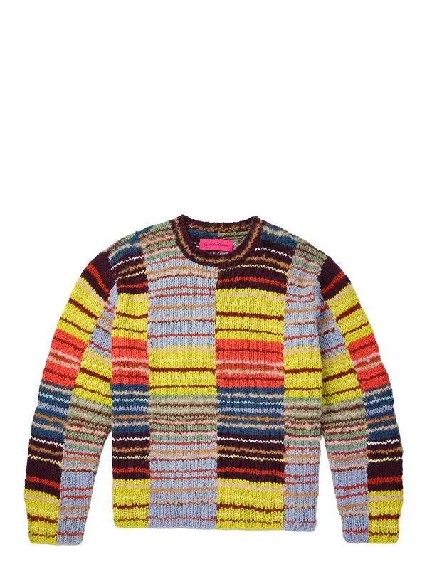 THE ELDER STATESMAN Scrap Patchwork Cotton-blend Sweater - Multi