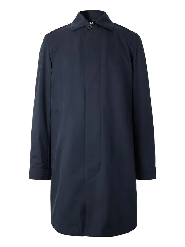 Zegna Twill Longline Coat - Blue
