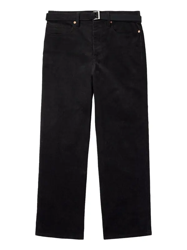 Sacai Straight-leg Cotton-blend Corduroy Trousers - Black