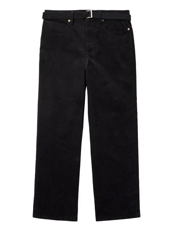 Sacai Straight-leg Cotton-blend Corduroy Trousers - Black