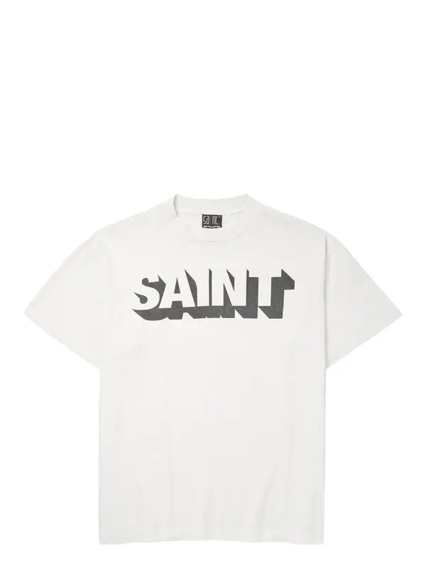 SAINT MXXXXXX Alpha Logo-print Cotton-jersey T-shirt - White