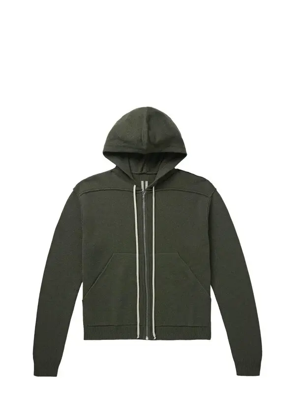 Rick Owens Boiled Cashmere And Wool-blend Zip-up Hoodie - Green