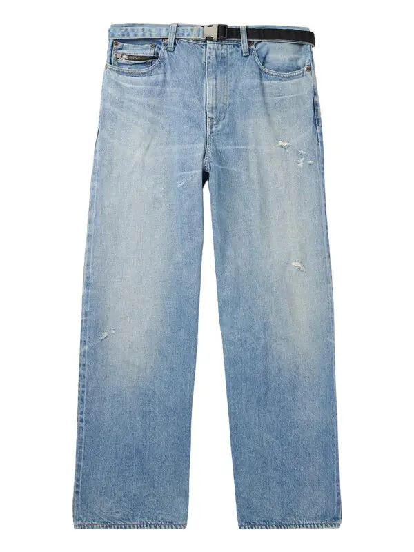 Sacai Beyondexx Straight-leg Belted Jeans - Blue