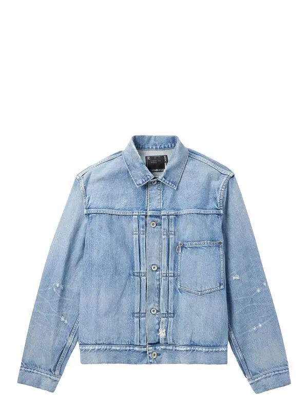 Sacai Beyondexx Distressed Denim Jacket - Blue