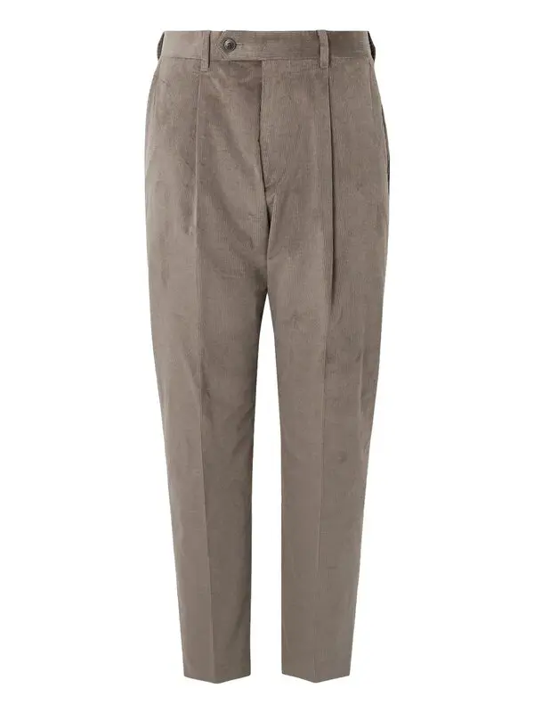Paul Smith Straight-leg Pleated Corduroy Trousers - Brown