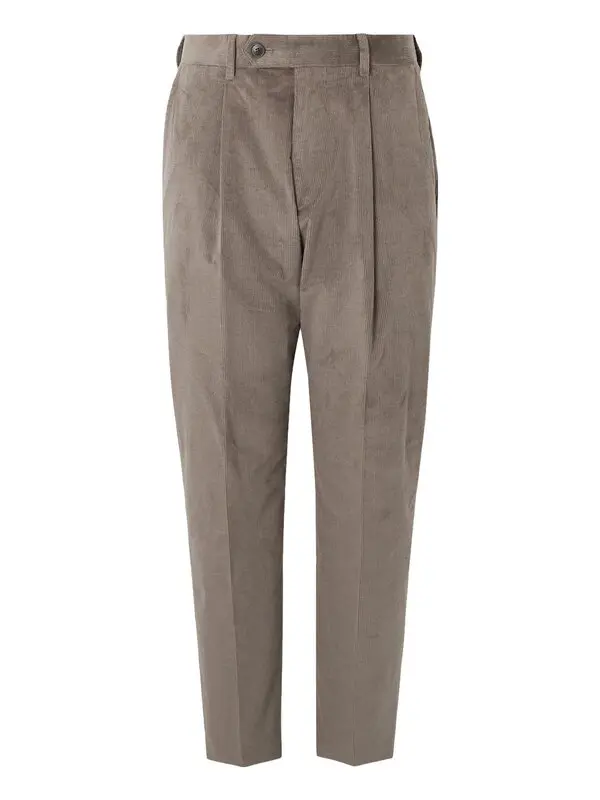 Paul Smith Straight-leg Pleated Stretch Corduroy Trousers - Brown