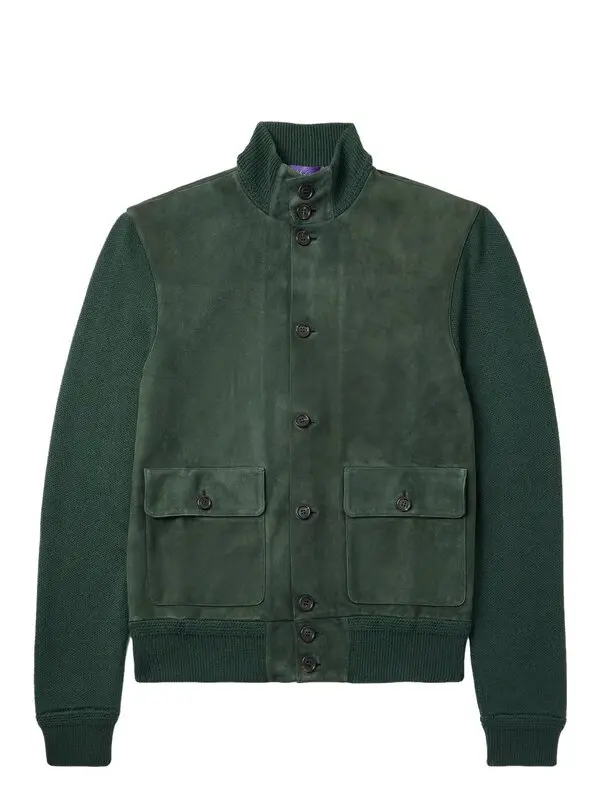 Ralph Lauren Suede-panelled Cashmere Jacket - Green