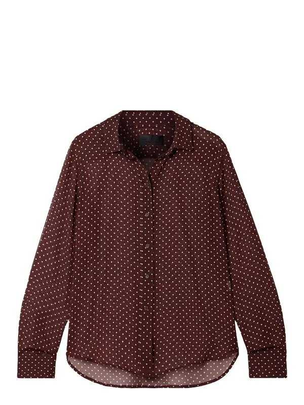 NILI LOTAN Gaia Polka-dot Silk Crepe De Chine Shirt - Burgundy