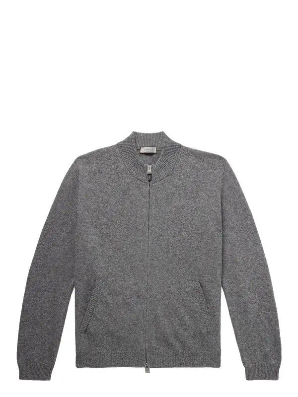 Canali Wool And Cashmere-blend Zip-up Cardigan - Gray
