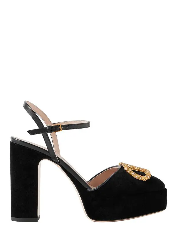 Valentino Garavani Vlogo 105 Embellished Platform Pumps - Black
