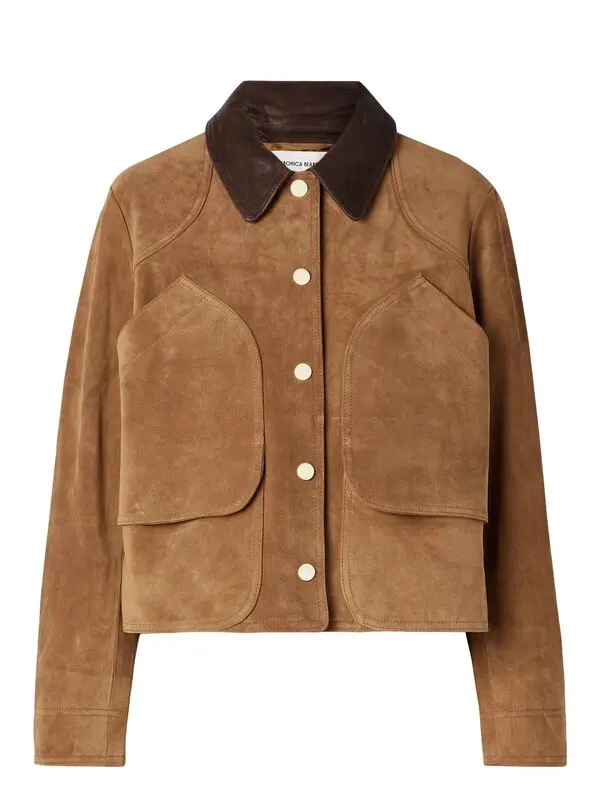 Veronica Beard Walters Leather-trimmed Suede Jacket - Brown