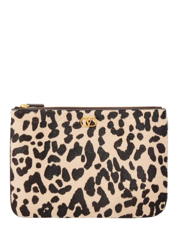 Valentino Garavani Vlogo Signature Leopard-print Clutch - Animal Print