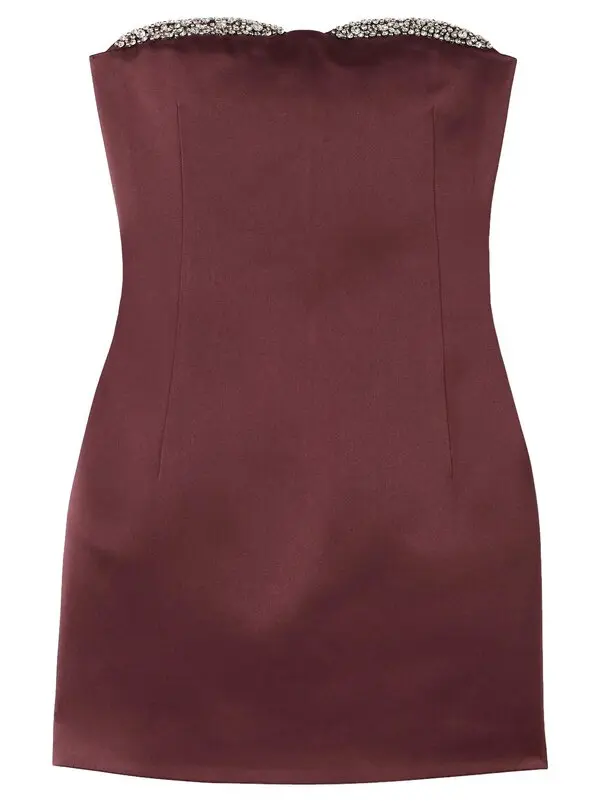 THE NEW ARRIVALS ILKYAZ OZEL Noélie Strapless Crystal-embellished Mini Dress - Burgundy