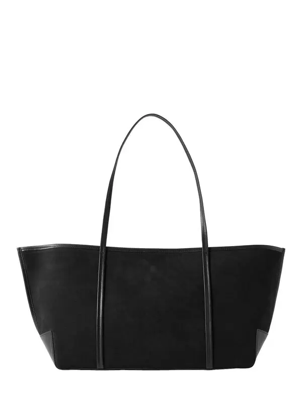 ST. AGNI Bateau Leather-trimmed Suede Tote - Black