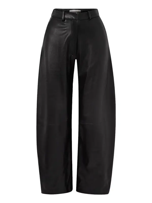 Nour Hammour Leather Barrel-leg Pants - Black