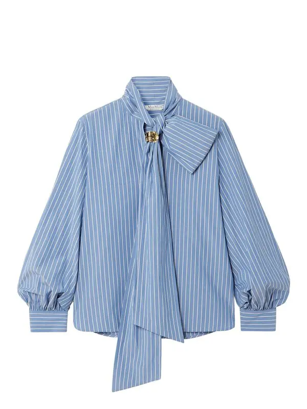 Max Mara Embellished Striped Shirt - Blue