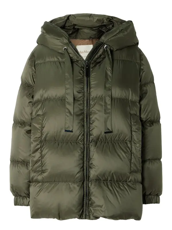 Max Mara The Cube Seia Hooded Padded Shell Down Coat - Green