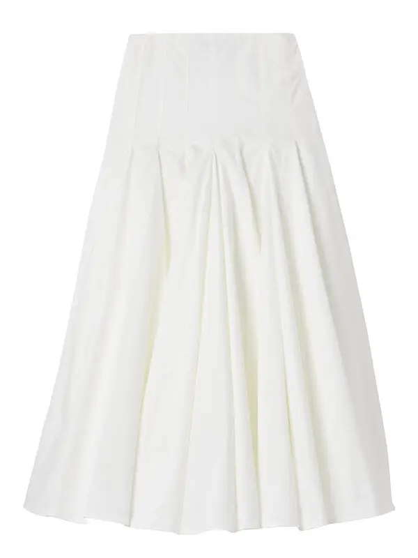 Jacquemus Triana Pleated Cotton-poplin Midi Skirt - White