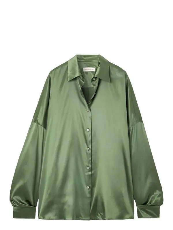 Dries Van Noten Casia Oversized Silk-satin Shirt - Green