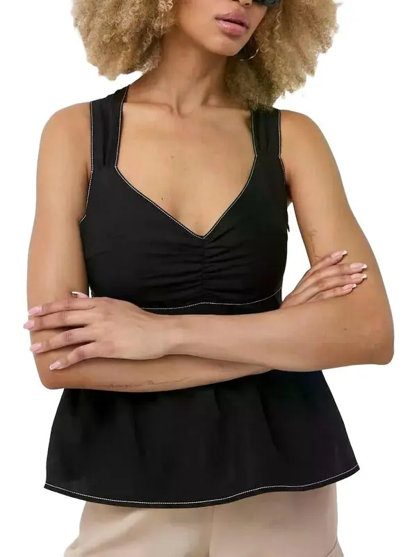 NOTES DU NORD Cross-back Sleeveless Blouse - Black
