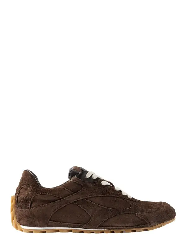 Bottega Veneta Orbit Flash Leather-trimmed Suede Sneakers - Brown