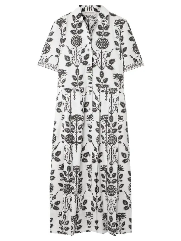 EMPORIO SIRENUSE Claudia Belted Floral-print Cotton-twill Midi Dress - Multi