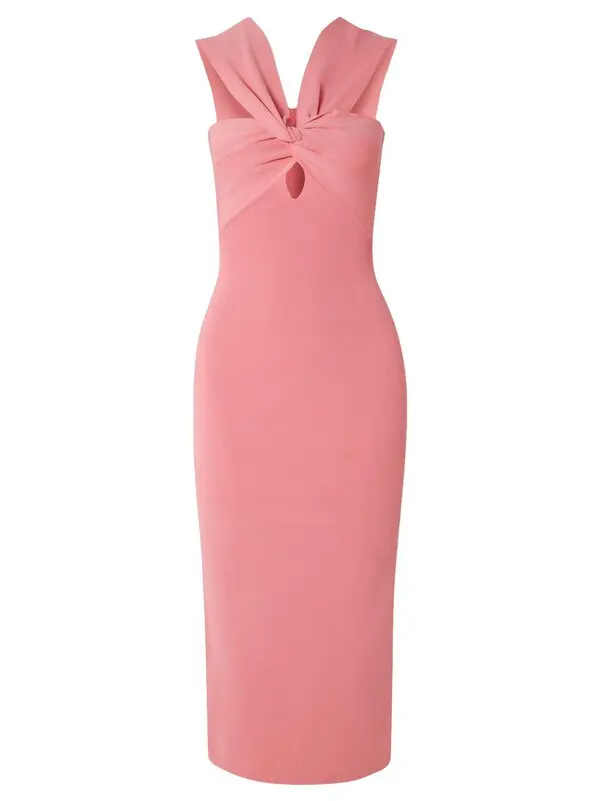 Cult Gaia Dawnette Cutout Knotted Ribbed-knit Midi Dress - Pink