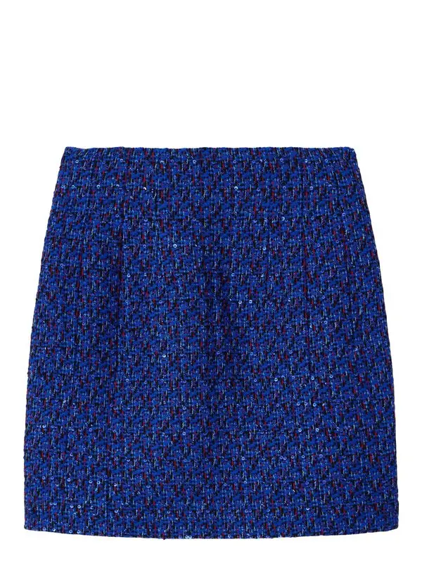 Alessandra Rich Sequined Tweed Mini Skirt - Blue