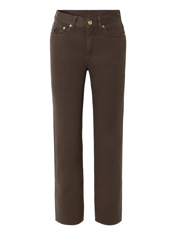 BLAZÉ MILANO Paso Embroidered High-rise Straight-leg Jeans - Brown