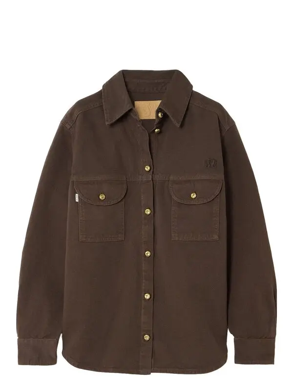 BLAZÉ MILANO Berber Embroidered Denim Shirt - Brown