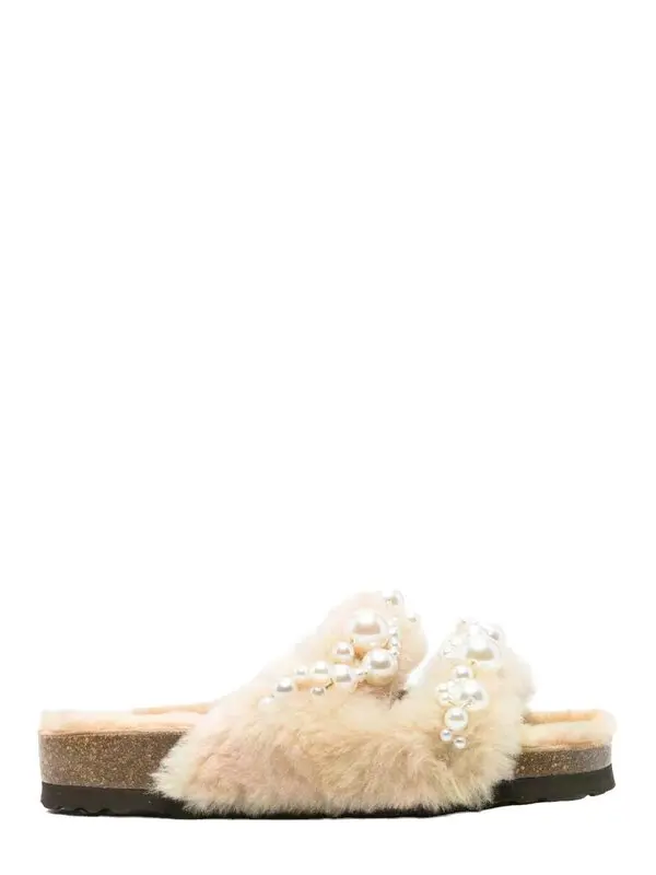 ALAMEDA TURQUESA Mimi Faux-pearl Embellished Sandals - Neutrals