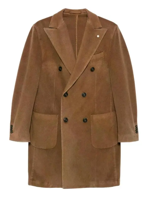L.B.M. 1911 Double-breasted Patch-pocket Coat - Brown