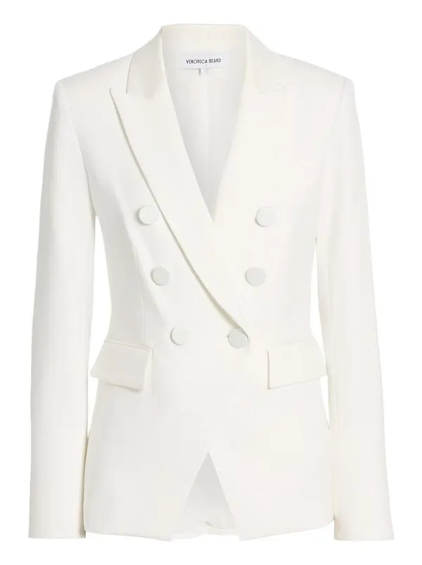 Veronica Beard Miller Dickey Double-breasted Crepe Blazer - White