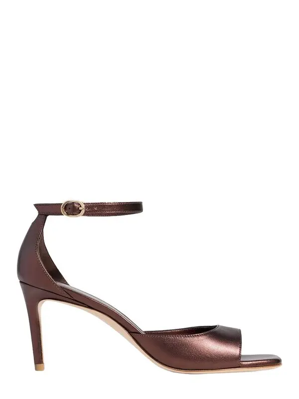 STUART WEITZMAN 75 Metallic Leather Sandals - Chocolate