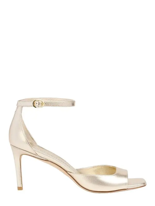 STUART WEITZMAN 75 Metallic Leather Sandals - Platinum