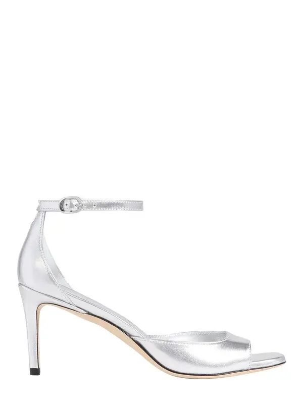 STUART WEITZMAN 75 Metallic Leather Sandals - Silver