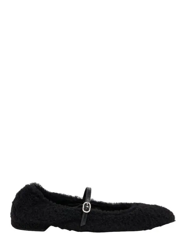 STUART WEITZMAN Lennox Shearling Mary Jane Flats - Black