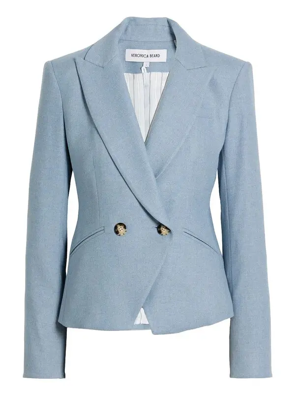 Veronica Beard Rickie Dickey Double-breasted Twill Blazer - Light Blue