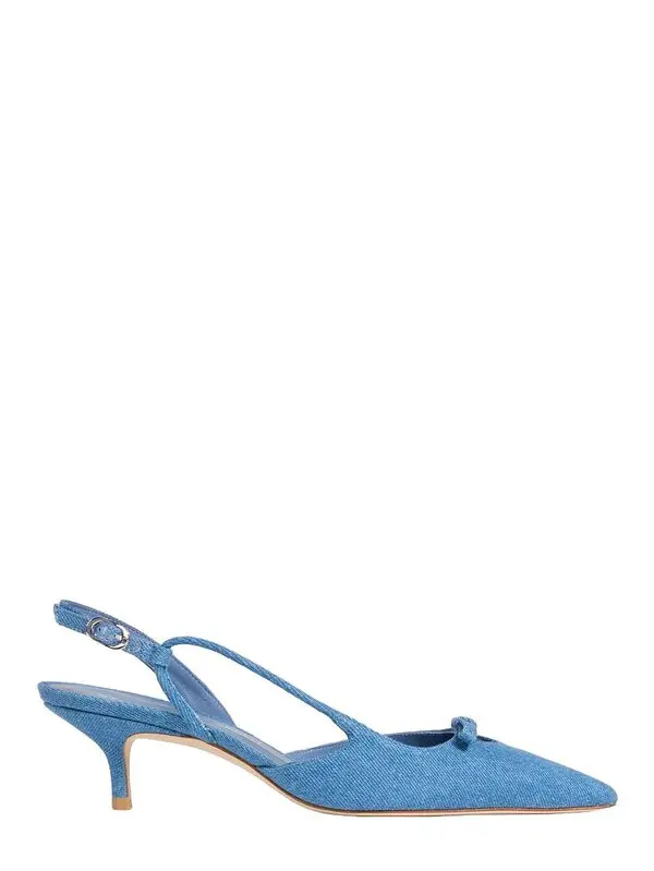STUART WEITZMAN Tully 50 Denim Slingback Pumps - Mid Denim