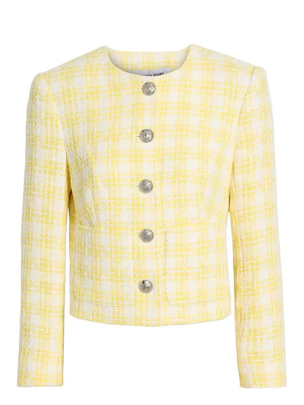 Veronica Beard Nathan Checked Cotton-blend Tweed Jacket - Pastel Yellow