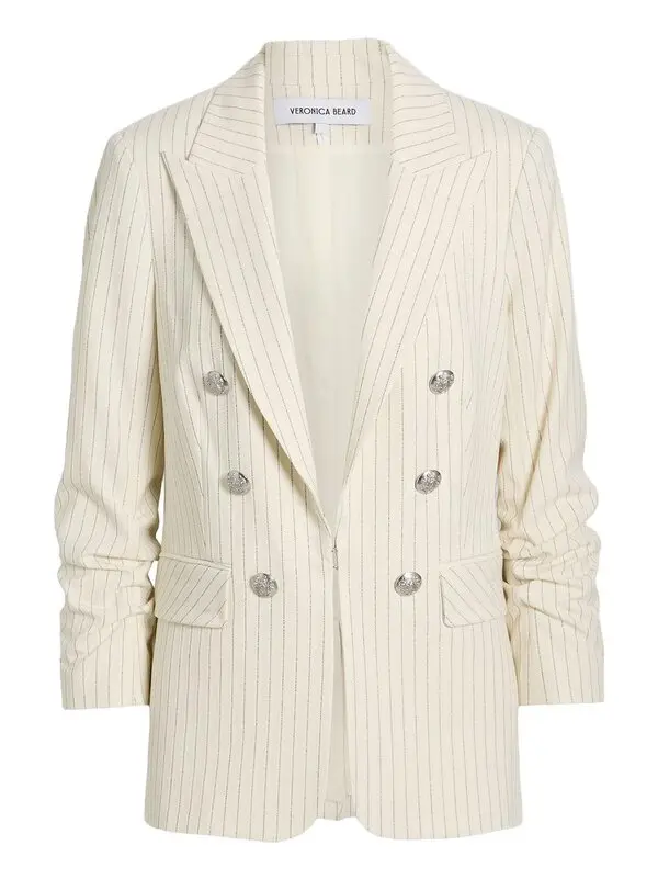 Veronica Beard Beacon Dickey Pinstriped Jacquard Blazer - Ivory