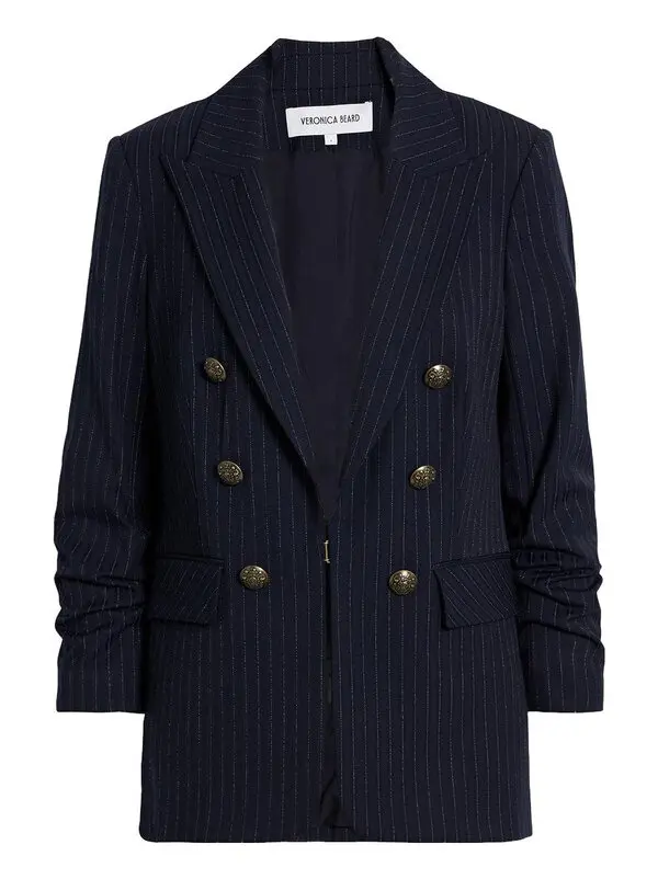 Veronica Beard Beacon Dickey Pinstriped Jacquard Blazer - Navy