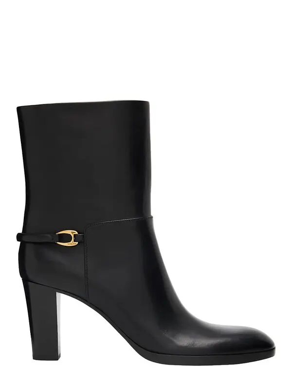 Saint Laurent Sulpice Smooth Leather Booties - Nero
