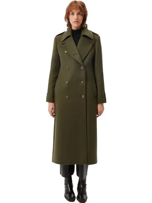 Gobi Cashmere Double-breasted Coat - Avocado