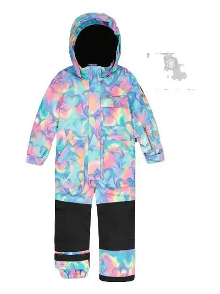 DEUX PAR DEUX Printed One-piece Snowsuit - Rainbow Heart Print