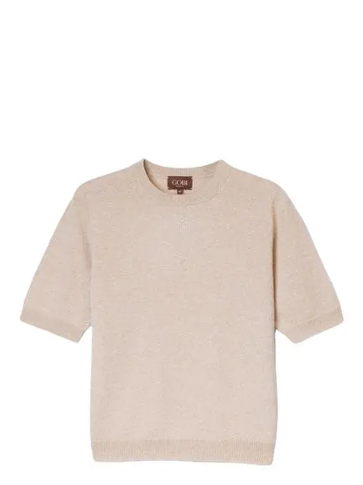 Gobi Cashmere Elbow-length Sleeve Cashmere Sweater - Beige