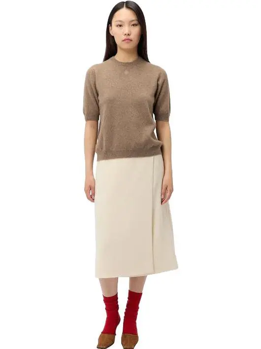 Gobi Cashmere Elbow-length Sleeve Crew Neck Sweater - Taupe